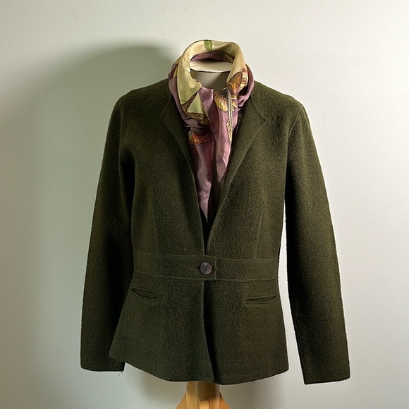 Talbots | Jackets & Coats | Talbots Boiled Wool Blazer Olive Green One ...